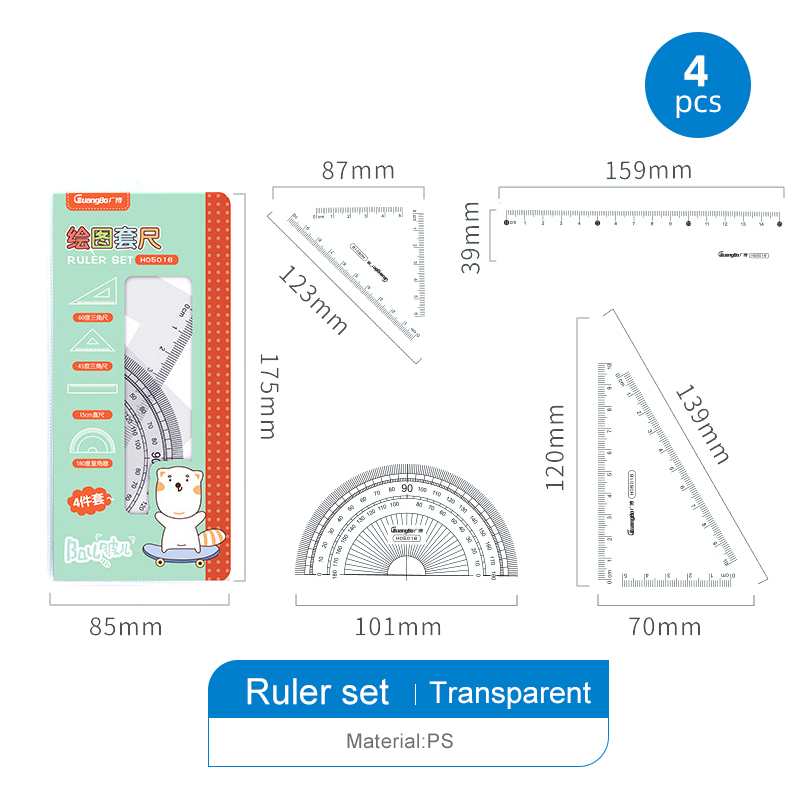 GuangBo Frosted Alloy Ruler Set Including 15cm Ruler/Isosceles Triangle ...
