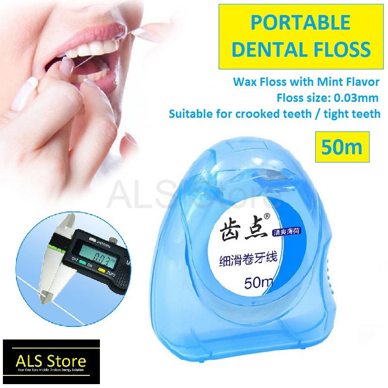 [50m] 0.03mm Ultra-Thin Dental Floss Wax Floss Mint Flavor - Suitable ...