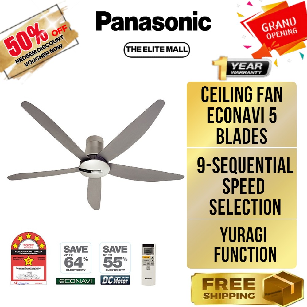 PANASONIC CEILING FAN ECONAVI 5 BLADES F-M15H5 (60") - SHORT | Lazada
