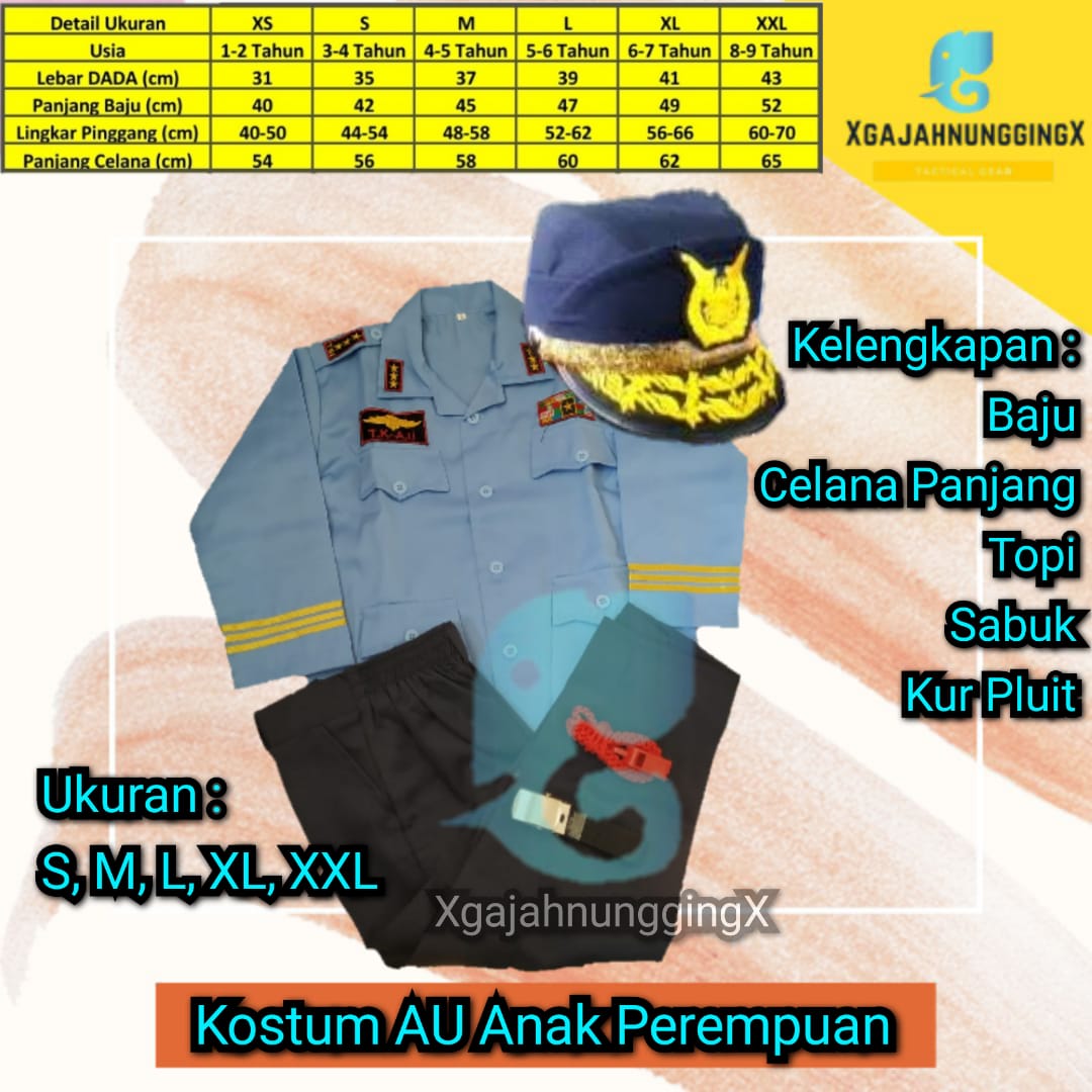 Baju Seragam TNI AU Anak Profesi | TNI Angkatan Udara Kostum Karnaval Anak Murah Bandung ...