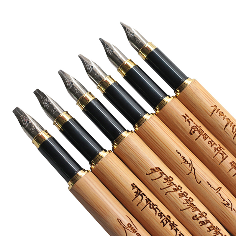 Sale】Tibetan Pen Calligraphy Pen Bamboo Wooden Flat Head Parallel Pen ...