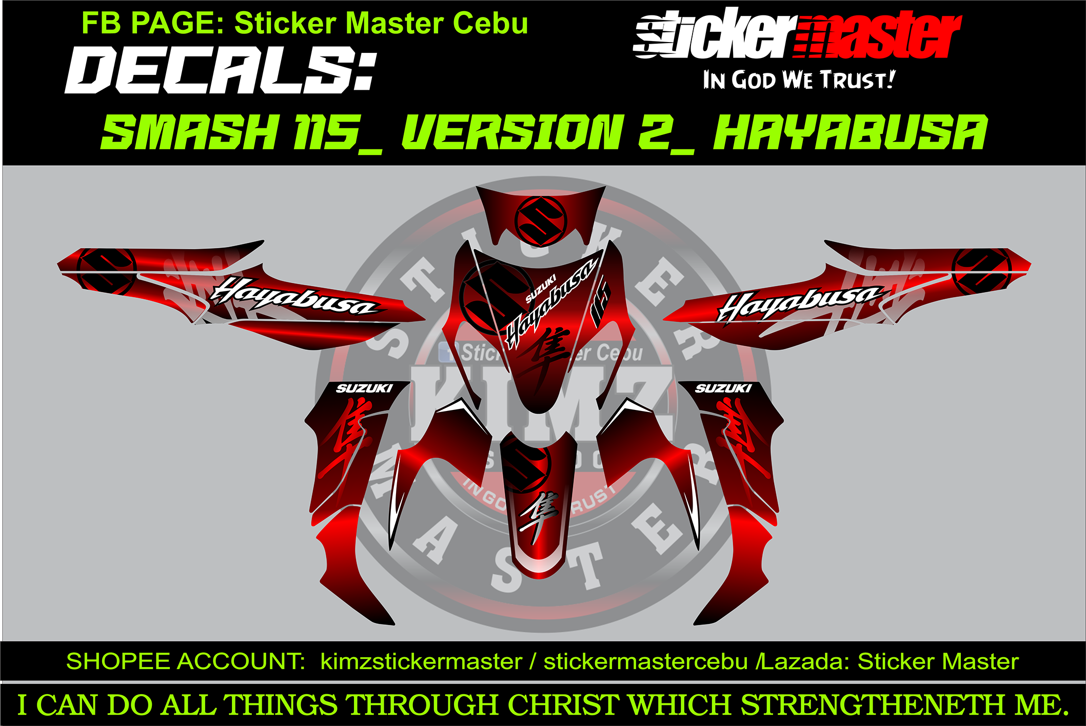 SMASH FULL DECALS HAYABUSA V2 RED | Lazada PH