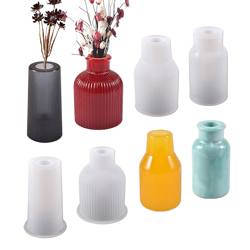 Art Flower Vase Silicone Mould Creative Gypsum Vase Ornaments Mold DIY ...
