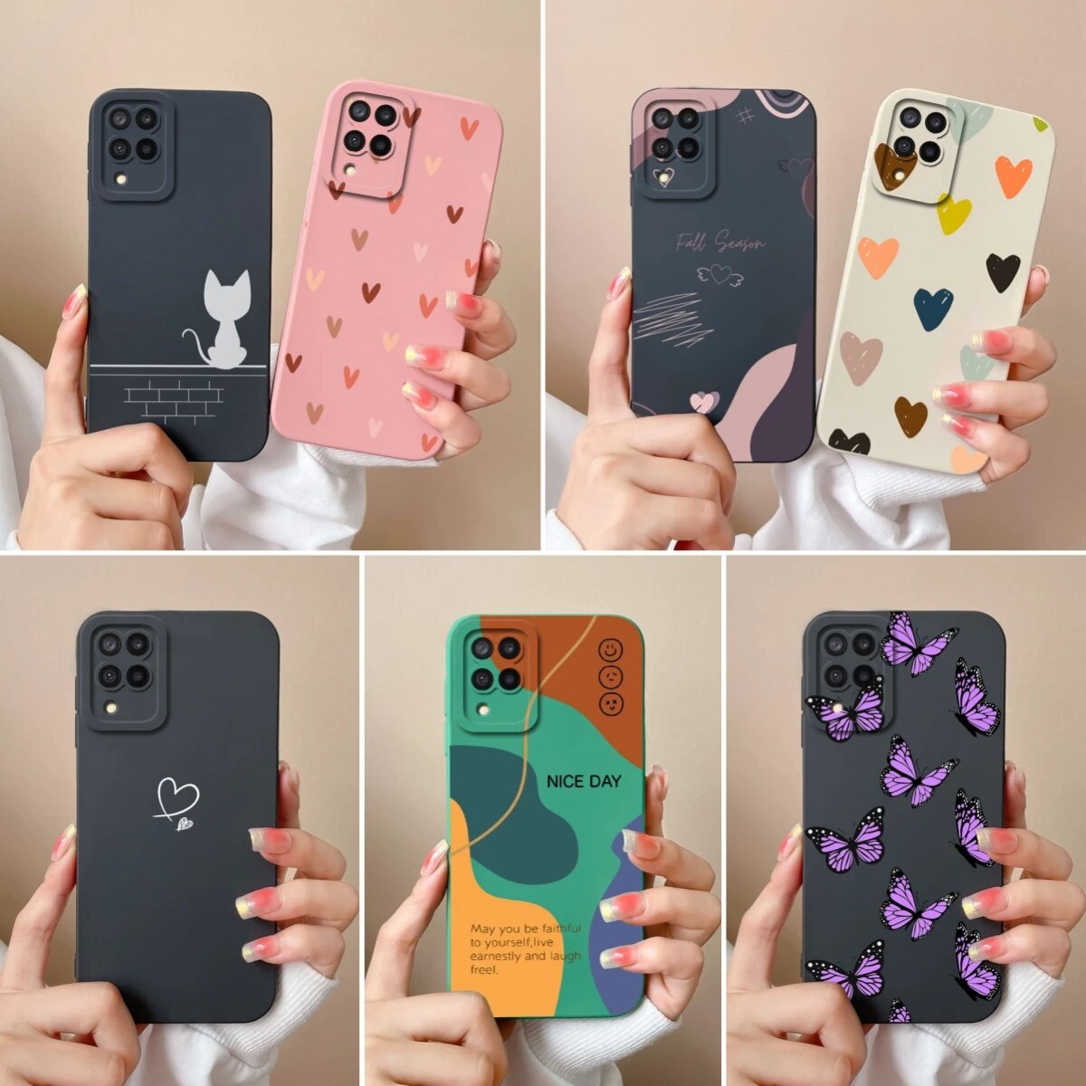 For Samsung A12 M12 F12 Case Creative Soft Liquid Silicone Camera ...