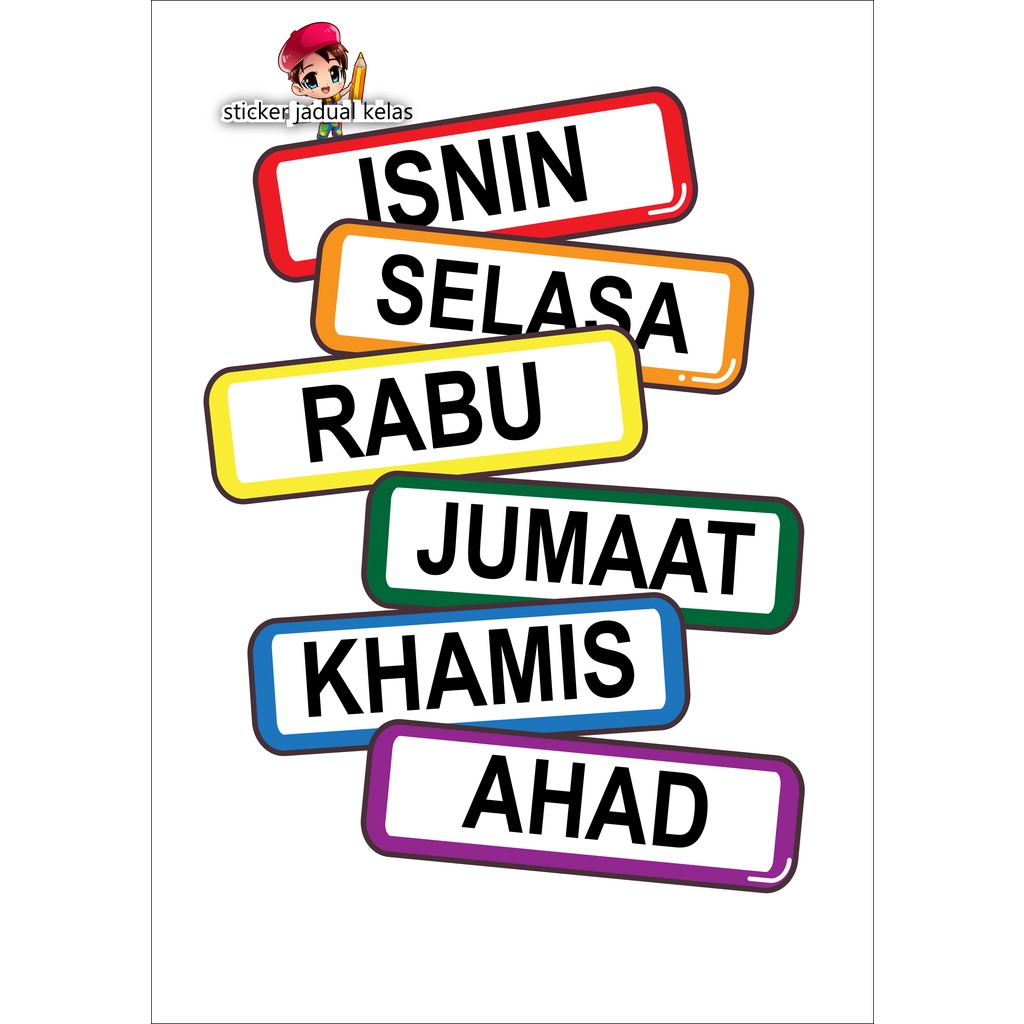 Sticker Jadual Hari Sekolah Untuk Anak Sekolah [Warna-Warni] 🌈 | Lazada