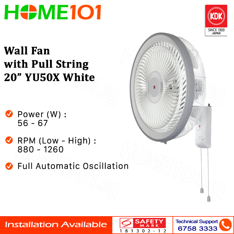KDK Industrial Wall Fan with On/Off Pull Switch 50cm YU50X | Lazada ...
