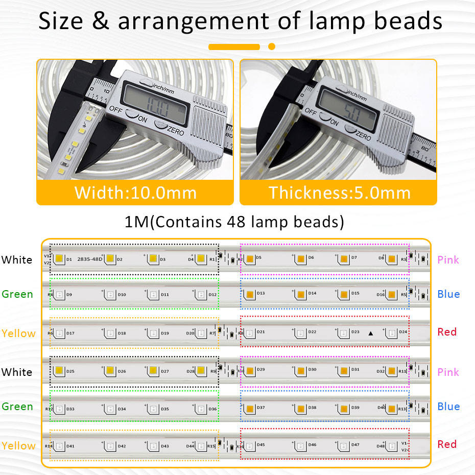 Dreamcolor Waterproof Led Strip Smd2835 220v 1m/5m/10m/15m/20m/25m/30m ...