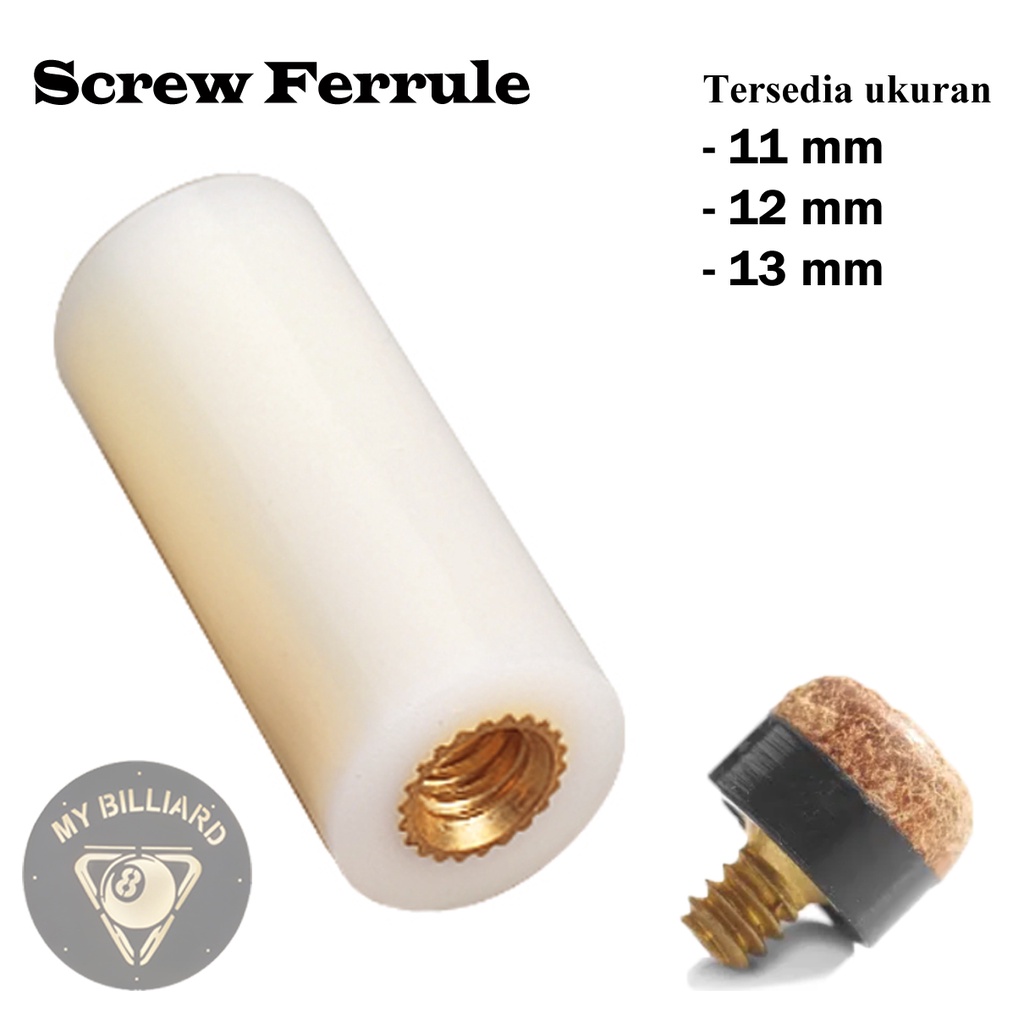 Ferrule Screw Dan Cue Tip Drat Baut Besi Billiard set stik 13 12 11 mm ...