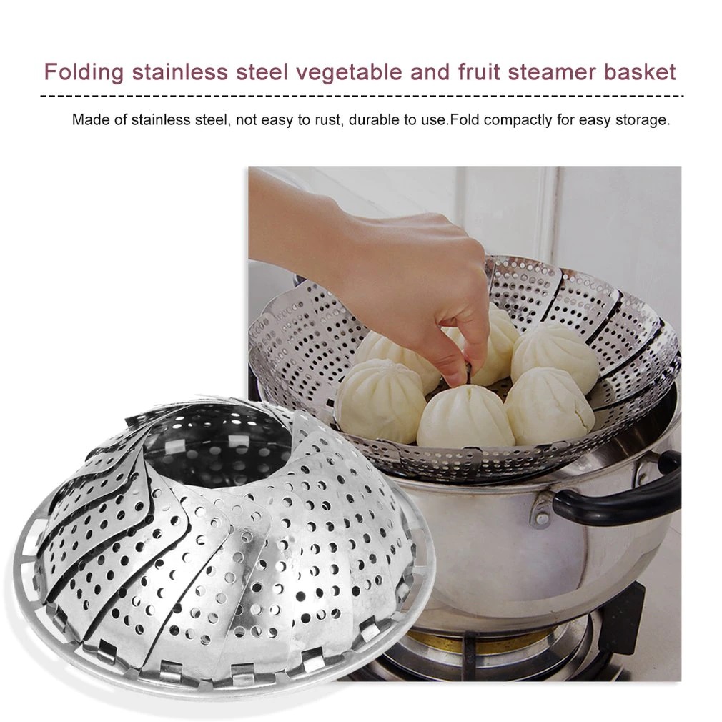 Vegetable Steamer Folding Steam Basket Metal Stainless Steel Steamer ...