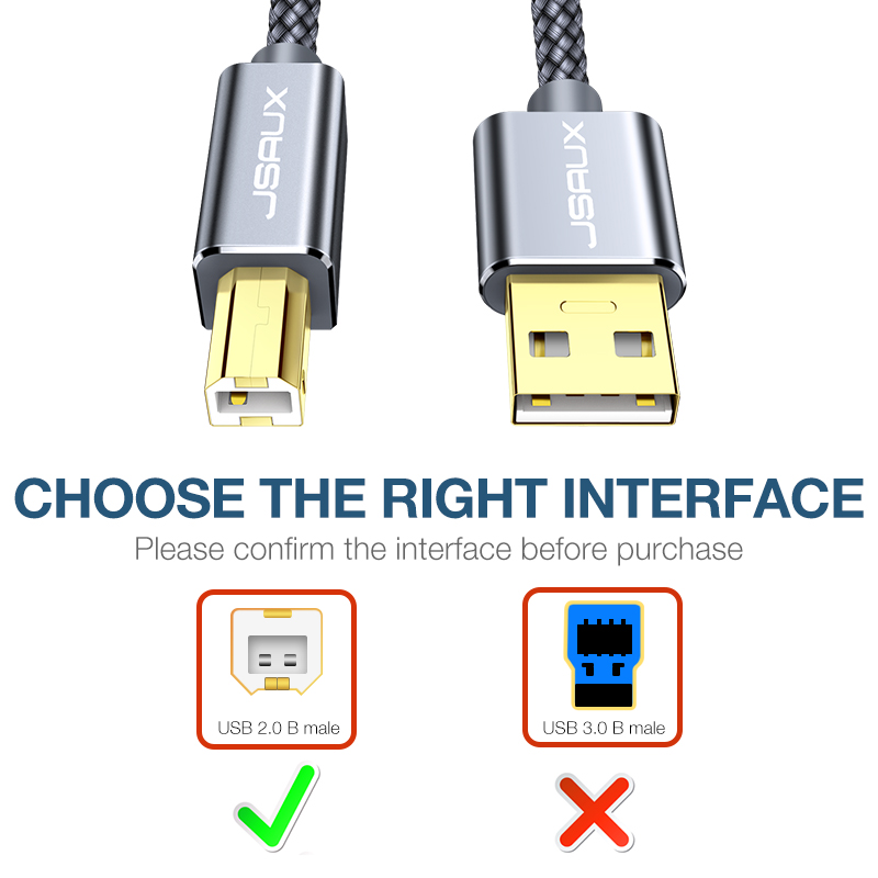 【vogueventure】jsaux Dell Usb Printer Cable Type A Male To B Male