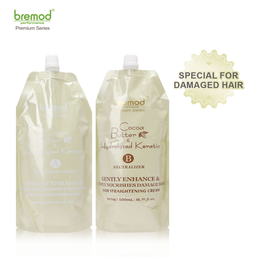 Bremod Premium Keratin Hair Straightening Rebonding Cream Cocoa Butter ...
