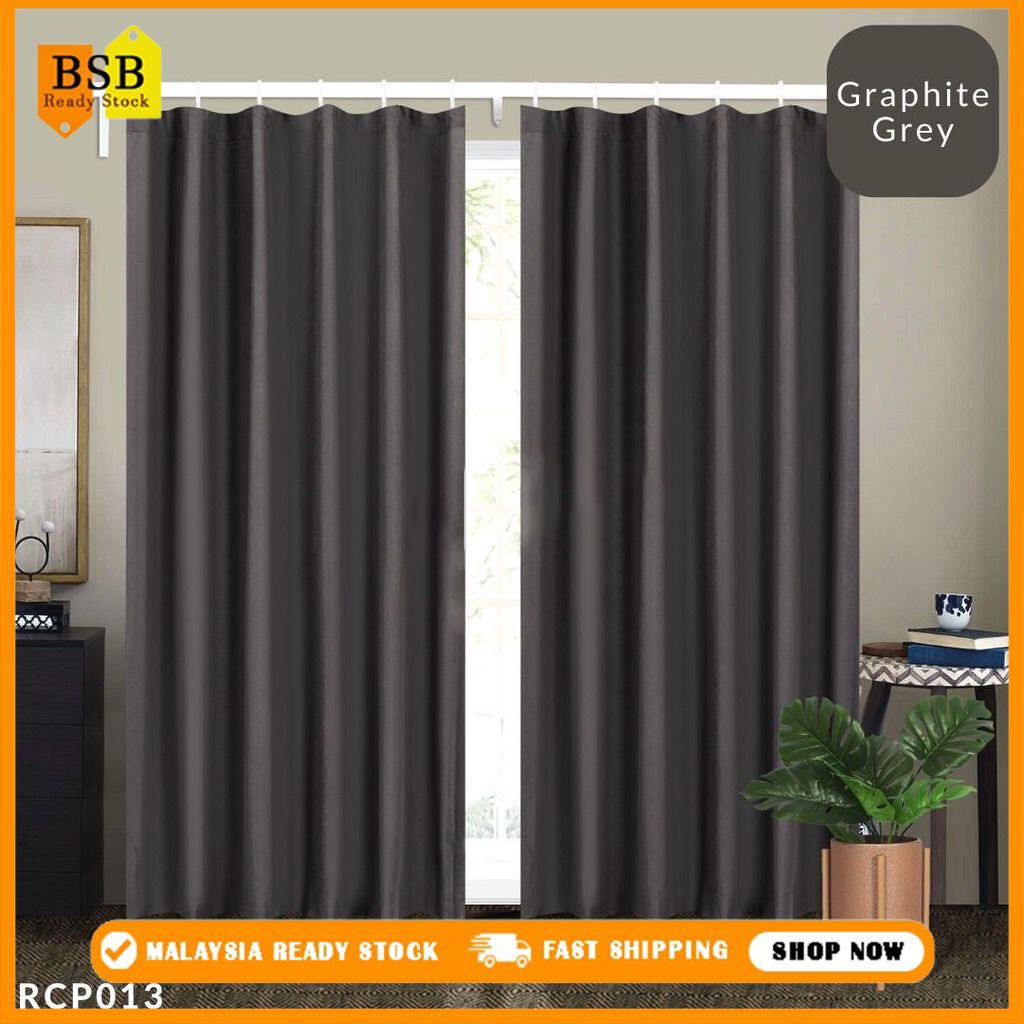 BSB_2in1 Curtain Cangkuk Semi Blackout Hook/Rod Modern Langsir Tingkap ...