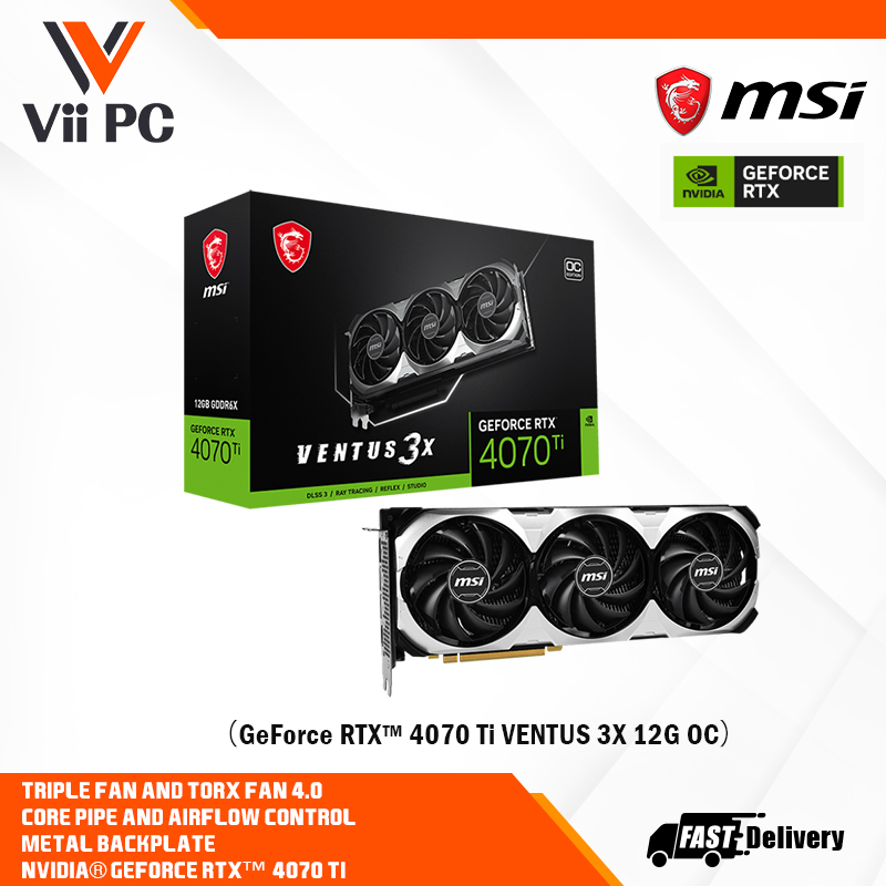 MSI NVIDIA GeForce RTX 4070 Ti VENTUS 3X 12G OC PCI Gen 4 12GB GDDR6X ...