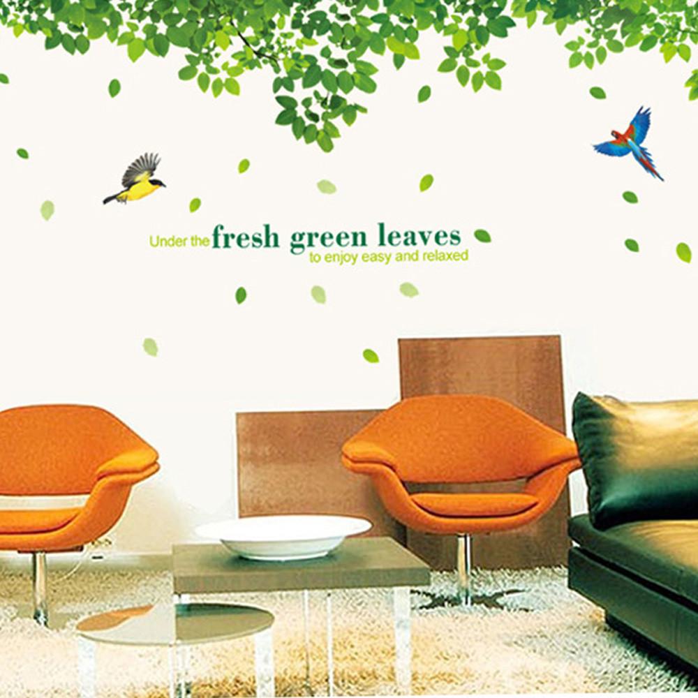 Fresh Green Leaves Stickers Decorative Creative Removable Wall Stickers ...