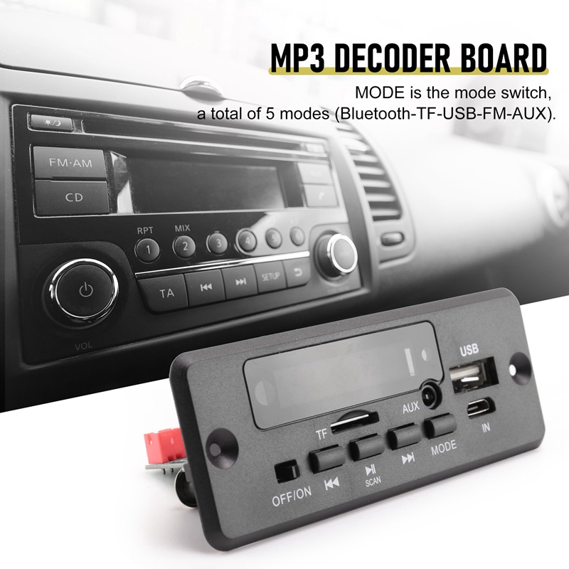 2X25W 50W Amplifier MP3 Player Decoder Board 5V-12V Bluetooth 5.0 Car ...