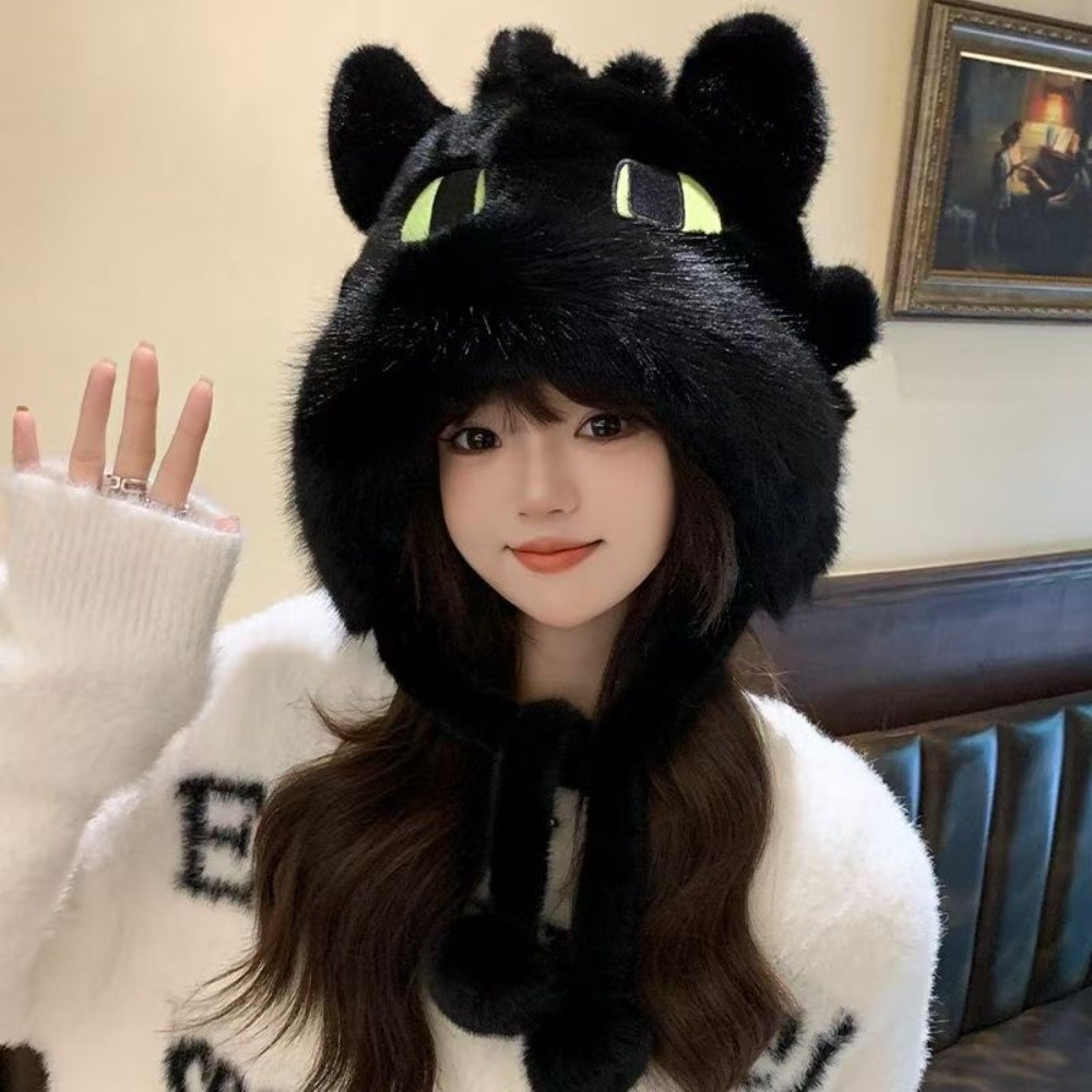 Cute Cartoon Toothless Plush Hat Anti-cold Adjustable Night Fury Bucket ...