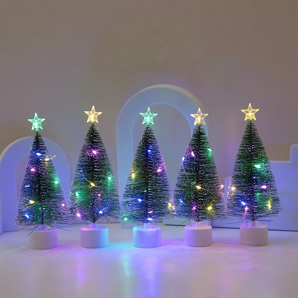 New Christmas Mini Christmas Trees LED with Stars Xmas Tree Ornament ...