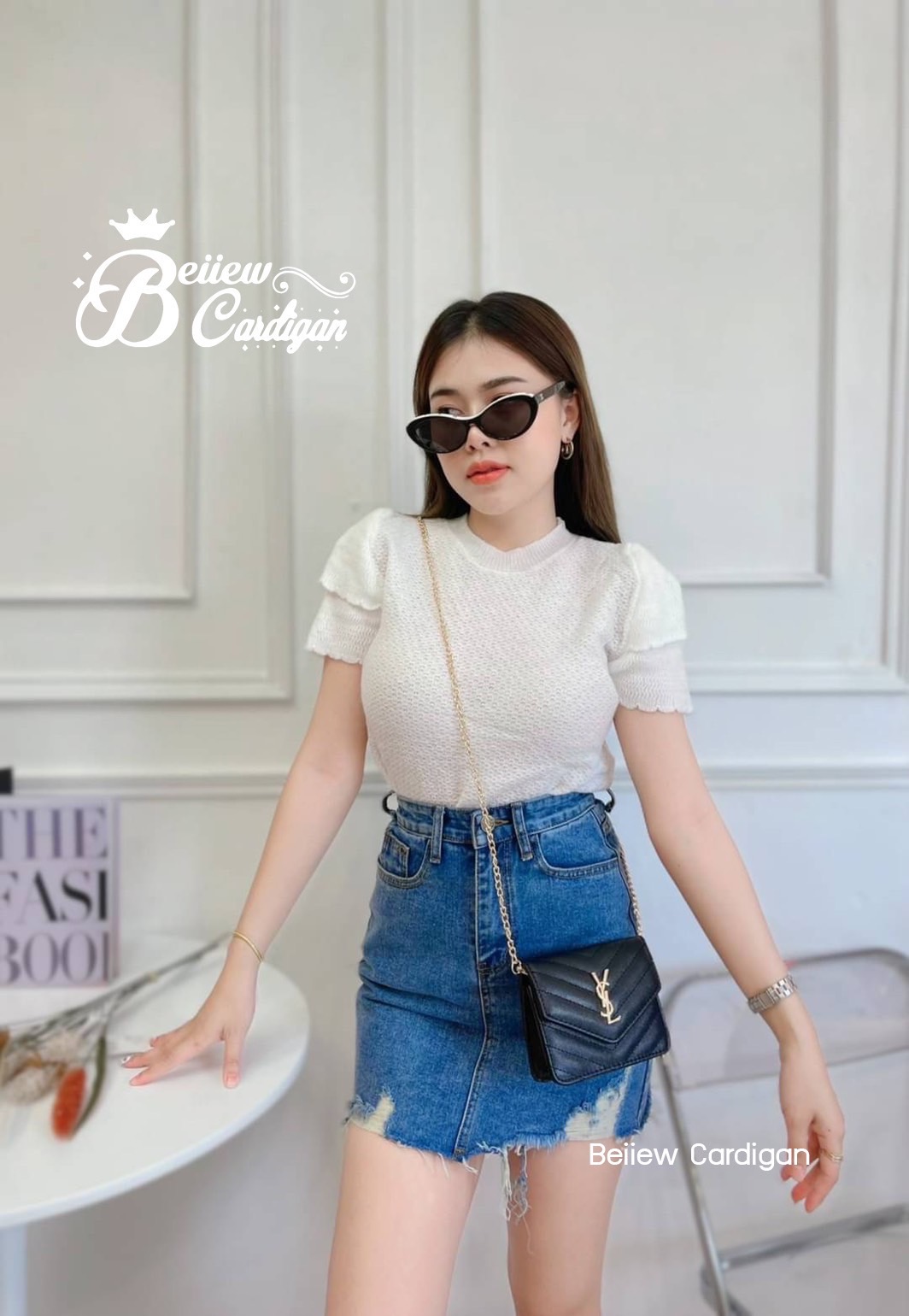 Risara????งานเสื้อไหมพรมทรงคอกลมแขนสั้น แต่งแขนระบายสองชั้น งานผ้าไหม ...