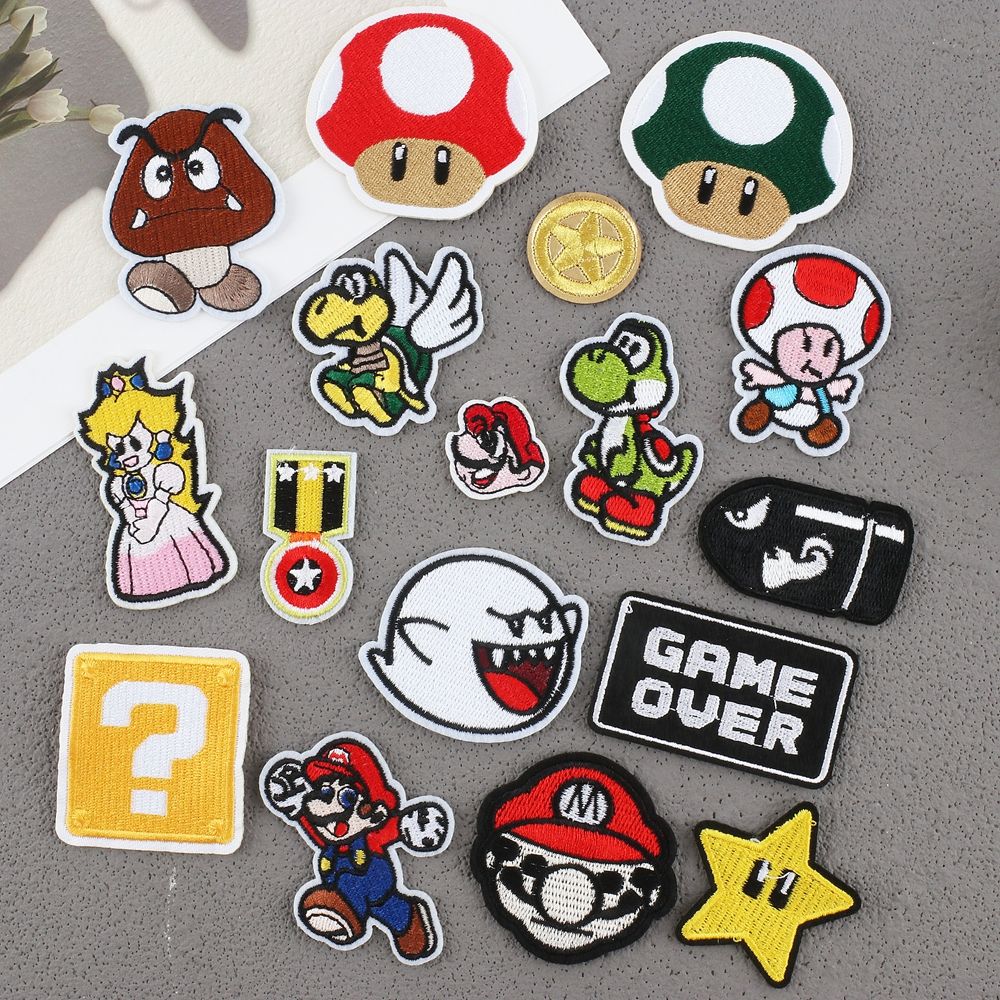 Mario Anime Characters Clothes Embroidery Jeans Jacket Embroidered ...