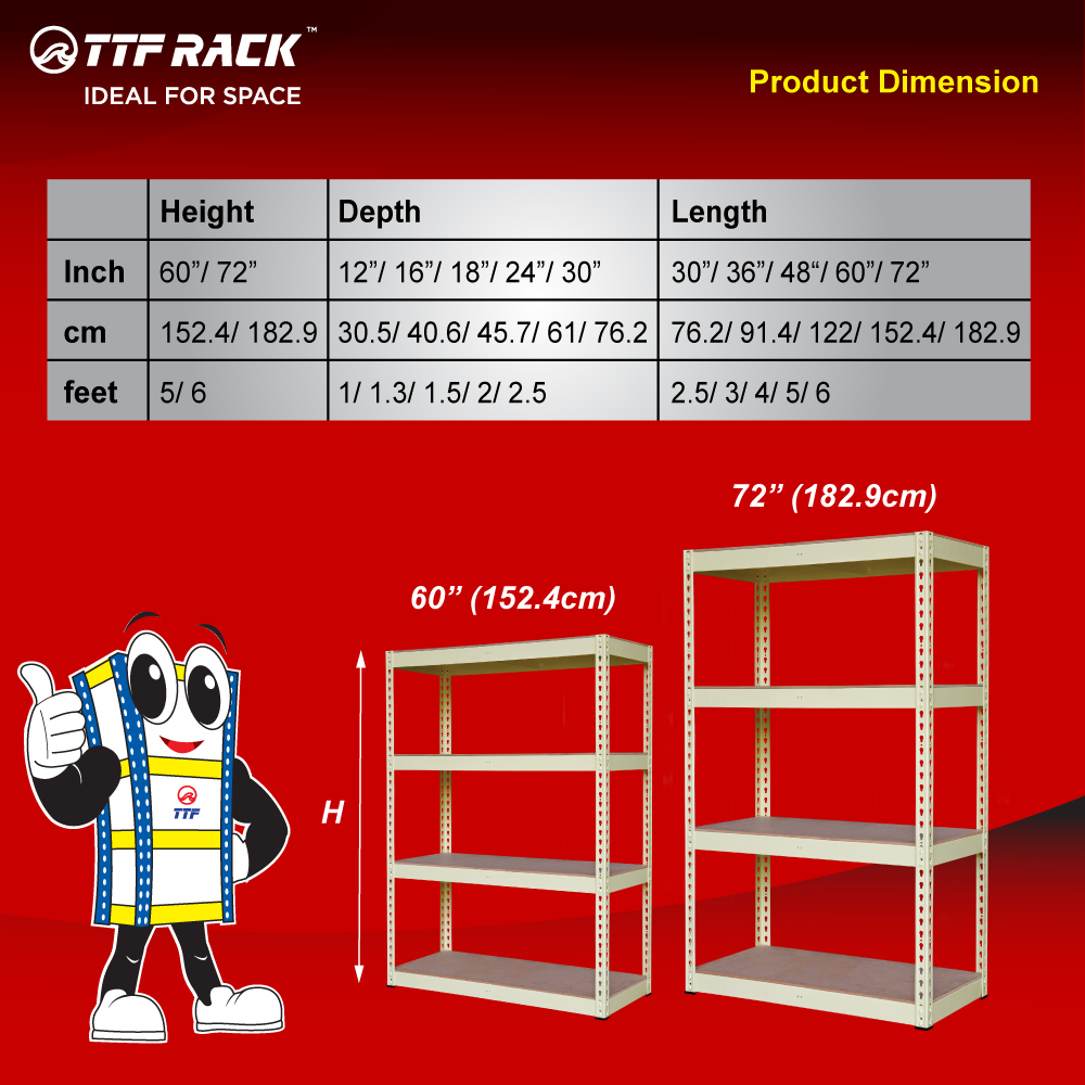 TTF Rack™️ ECON RACK - Height - 152cm-183cm Storage Rack Boltless Rack ...