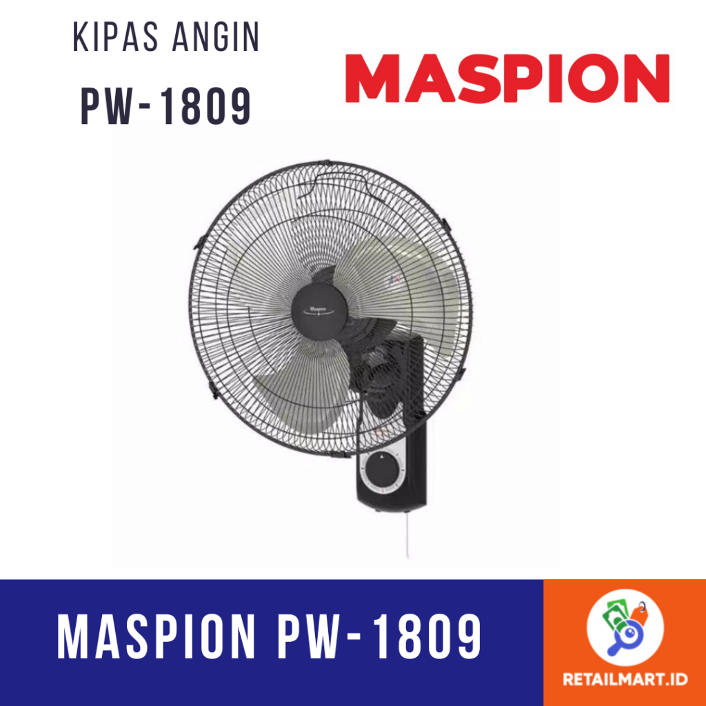 MASPION: PW-1809 KIPAS ANGIN DINDING/ WALL FAN 18 INCH OSILASI + PULL ...