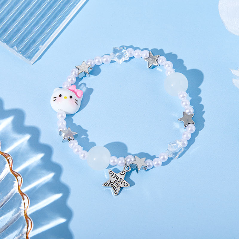 Sanrio Anime Hello Kitty Bead Bracelet My Melody Kawaii Cartoon Charm ...