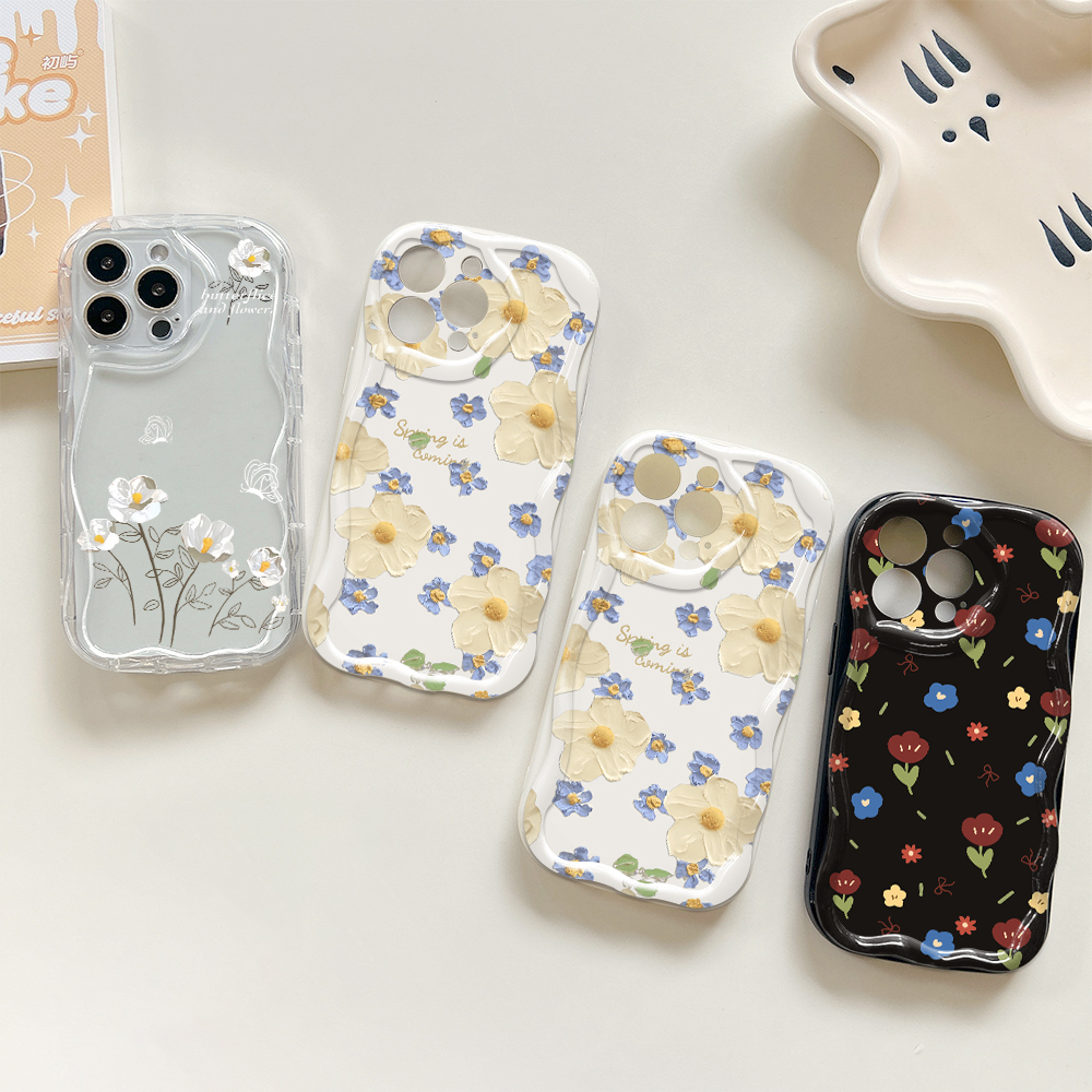 Jizetin for Samsung A06 Back Cover Spring Flowers Curved Wavy Edge Soft ...