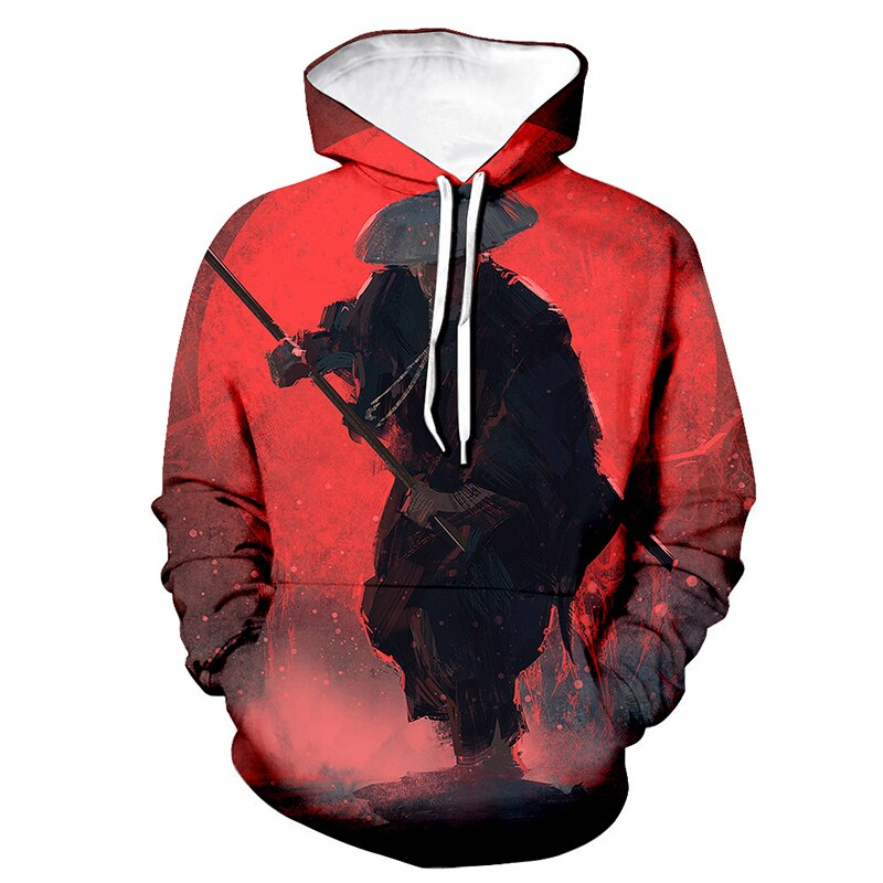 Samurai Style Trendy Hoodies Warrior 3D Printed Hooded Sweatshirt Men ...