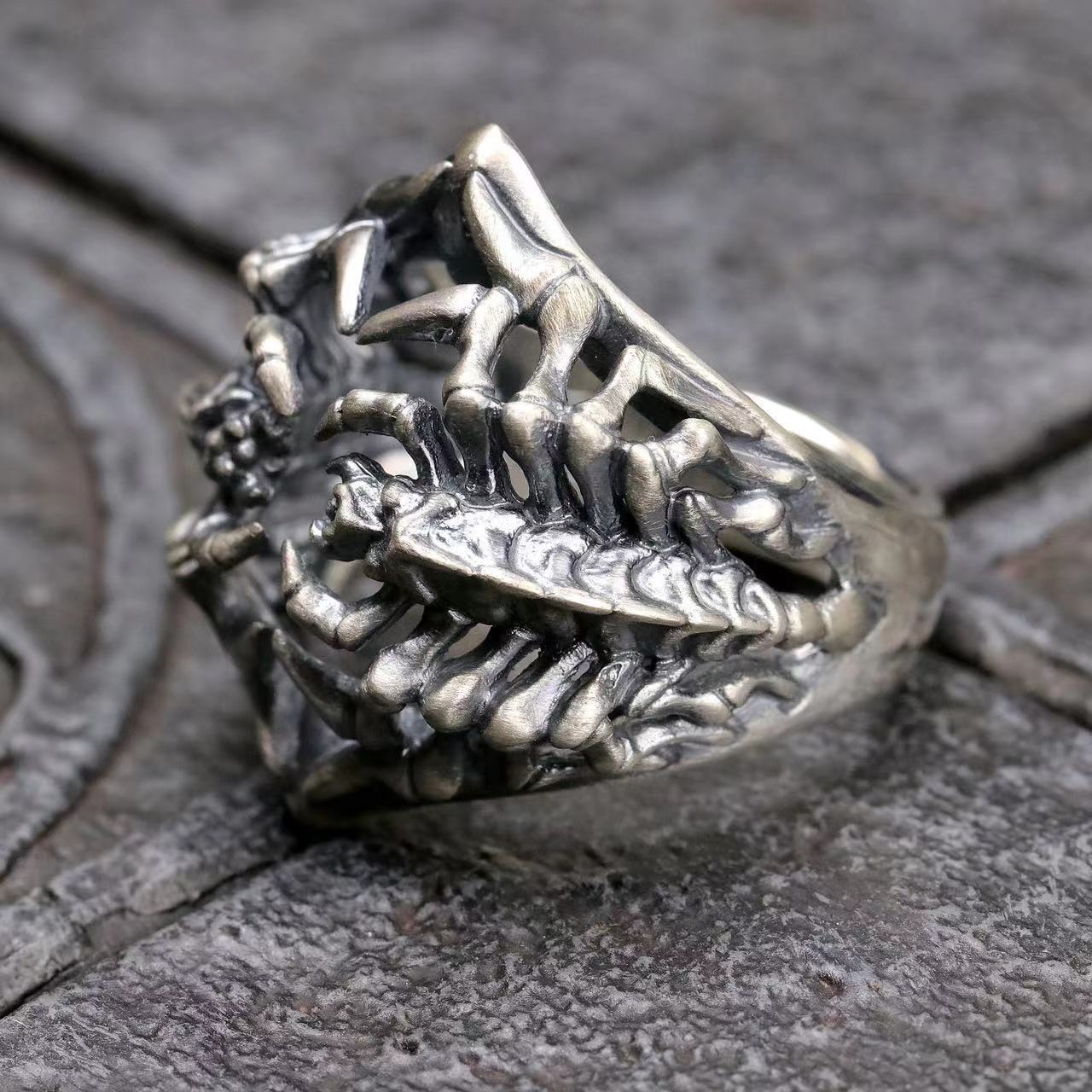 【New arrival】Thai Silver Dissimilar Centipede Ring Trendy Men's Fashion ...
