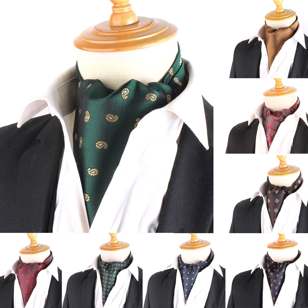 Jacquard Floral Paisley Cashew Tie Wedding Formal Cravat Ascot Scrunch ...