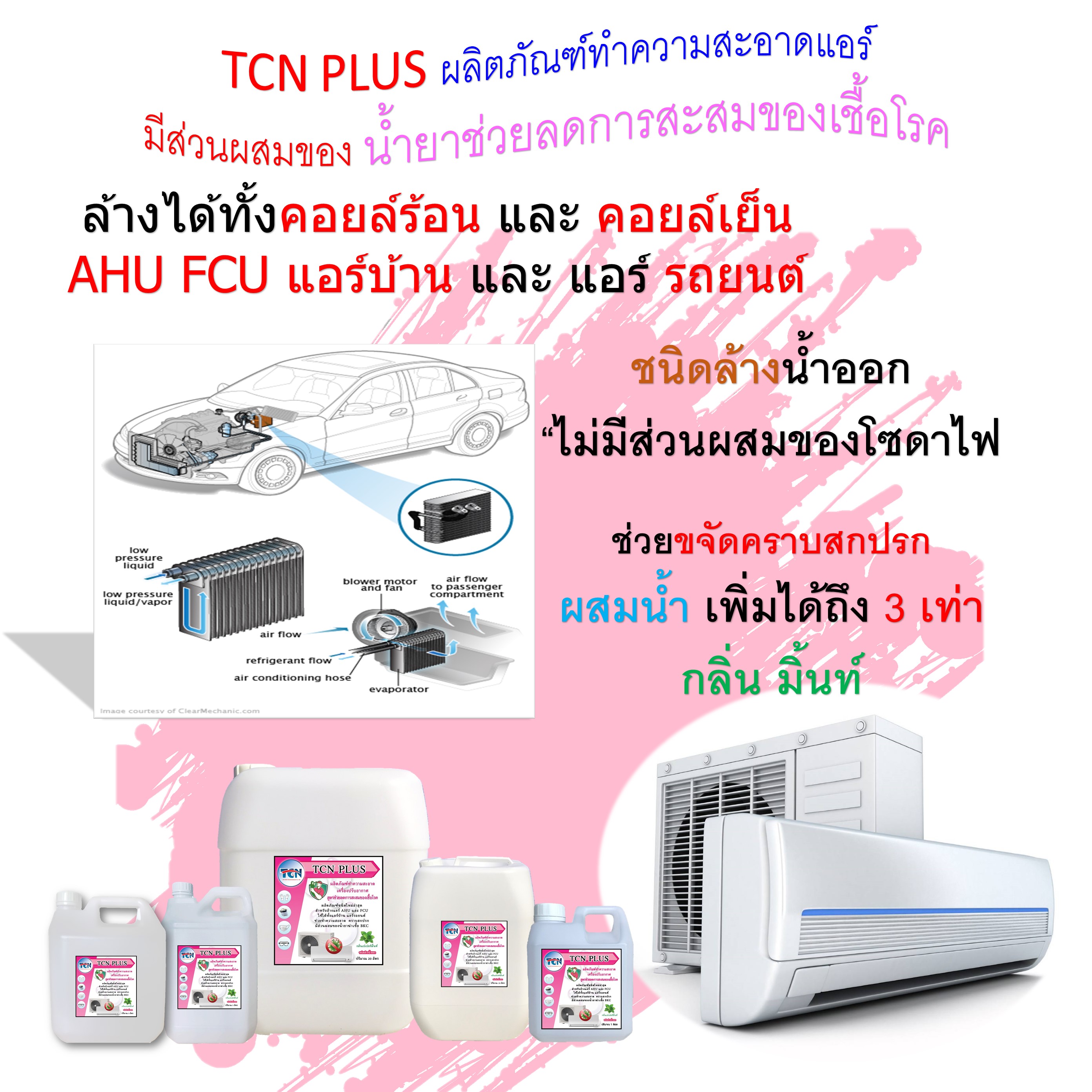 TCN PLUSน้ำยาล้างแอร์ชนิดพิเศษแบบ4IN1 ช่วยทำความสะอาดคราบฝังแน่น ช่วยฆ่าเชื้อไวรัสเชื้อราเชื้อ ...