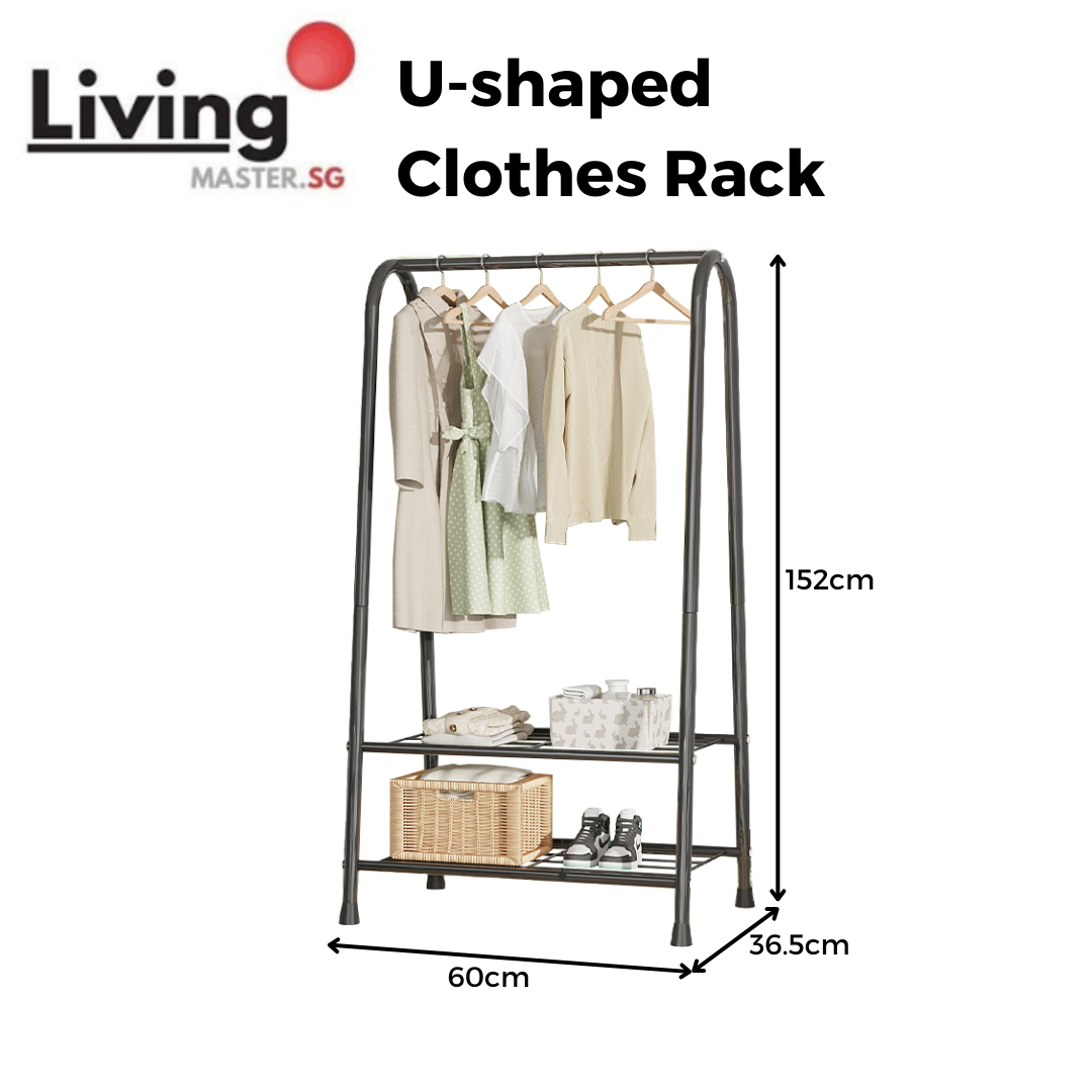 U Shape Metal Cloth Rack / Clothes Storage Rack / Floor Shelf Stand ...