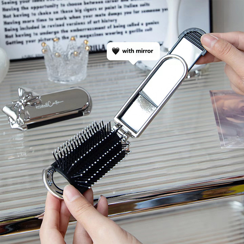 Foldable Mini Small Comb Portable Carry Mirror Press for Ladies and ...