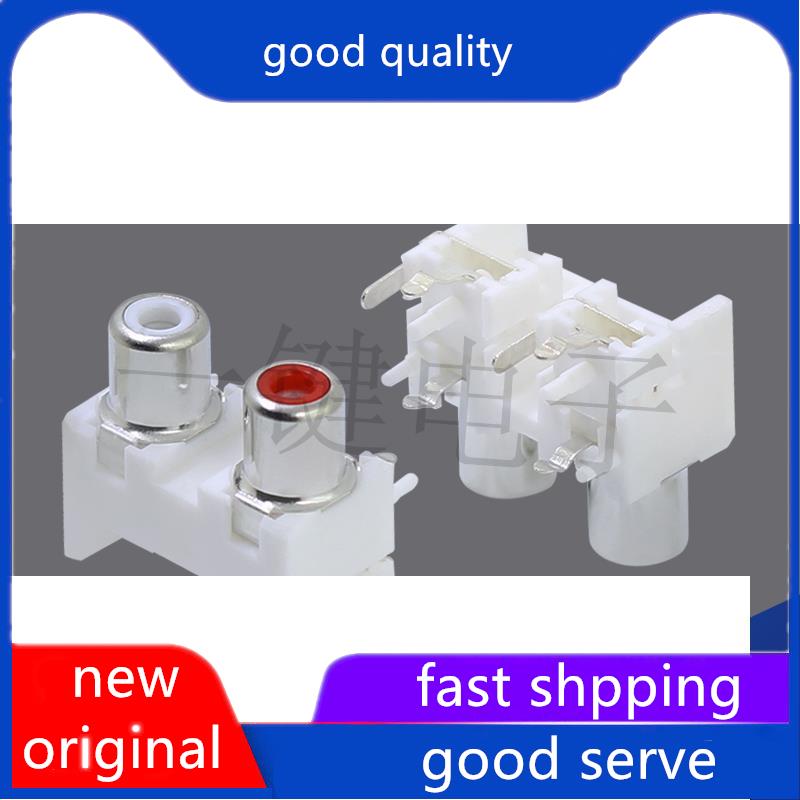 10pcs AV single core socket 4-pin RCA socket 2-hole PCB soldered audio ...