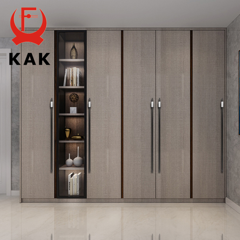 Black Kitchen Cabinet Handles Aluminum Alloy Cupboard Door Pulls Gold ...