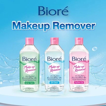 Biore Make Up Remover Perfect Cleansing Water 400ml. 3 สูตร Acne Care ...