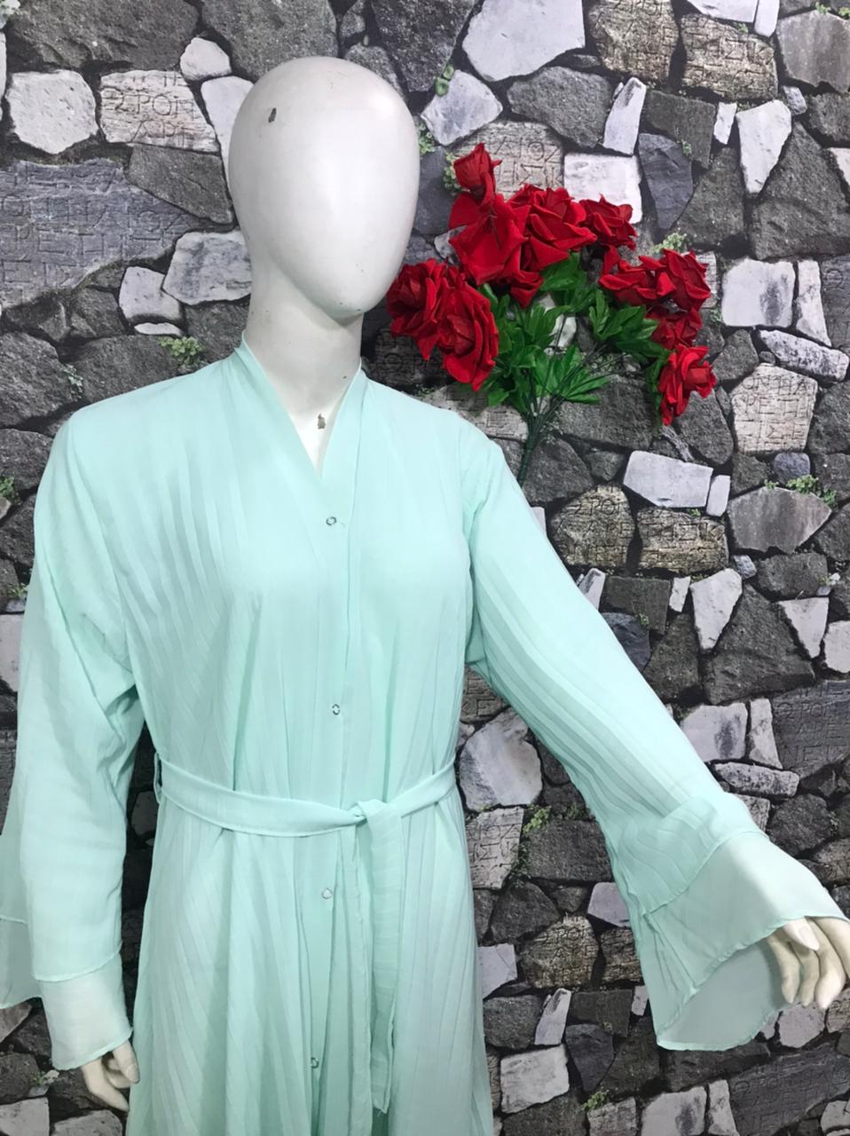 Front Open Double Layer Abayas Plain Front Open 2 Steps Abayas With ...