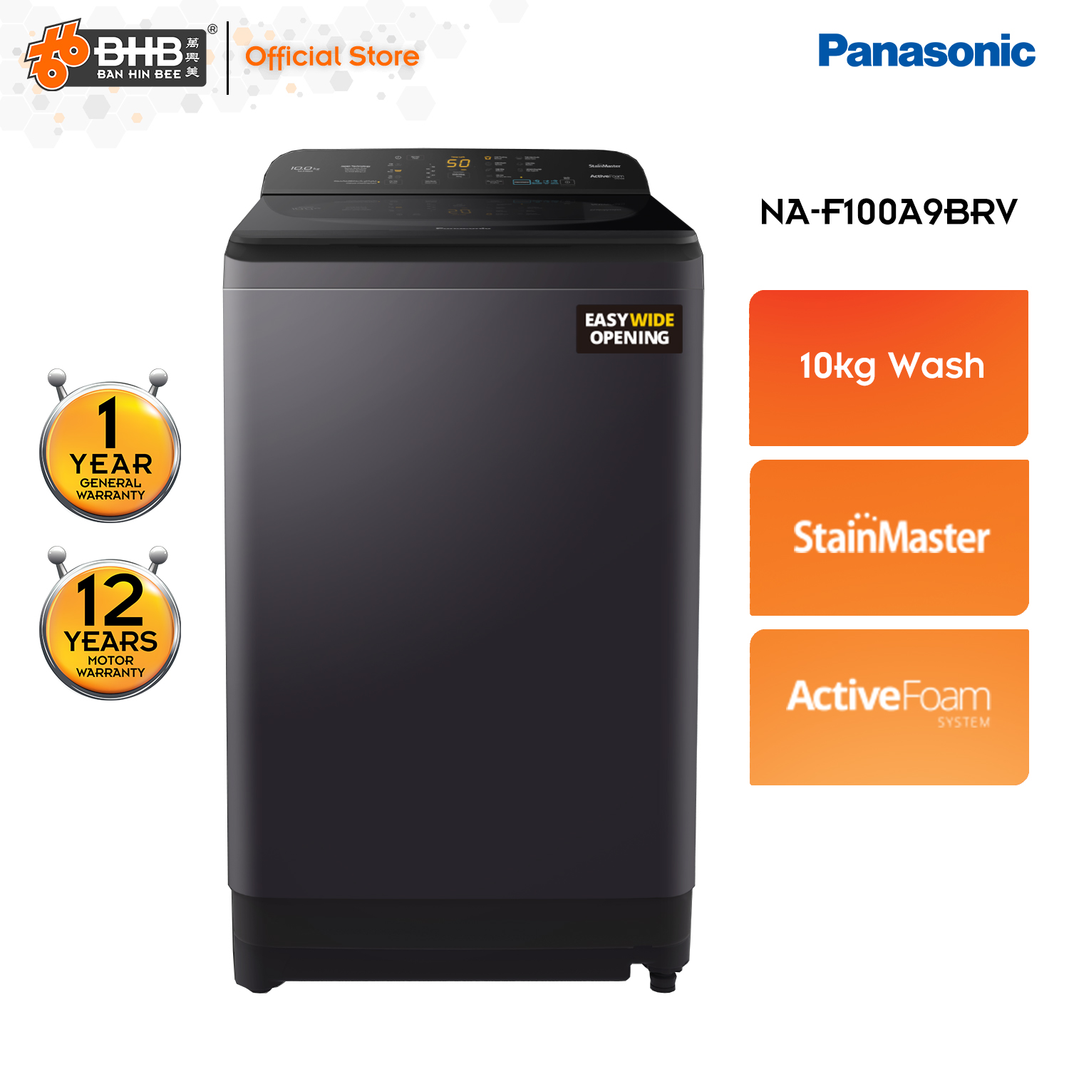 Panasonic NA-F100A9BRV 10KG Top Load Washer / Washing Machine / Mesin ...