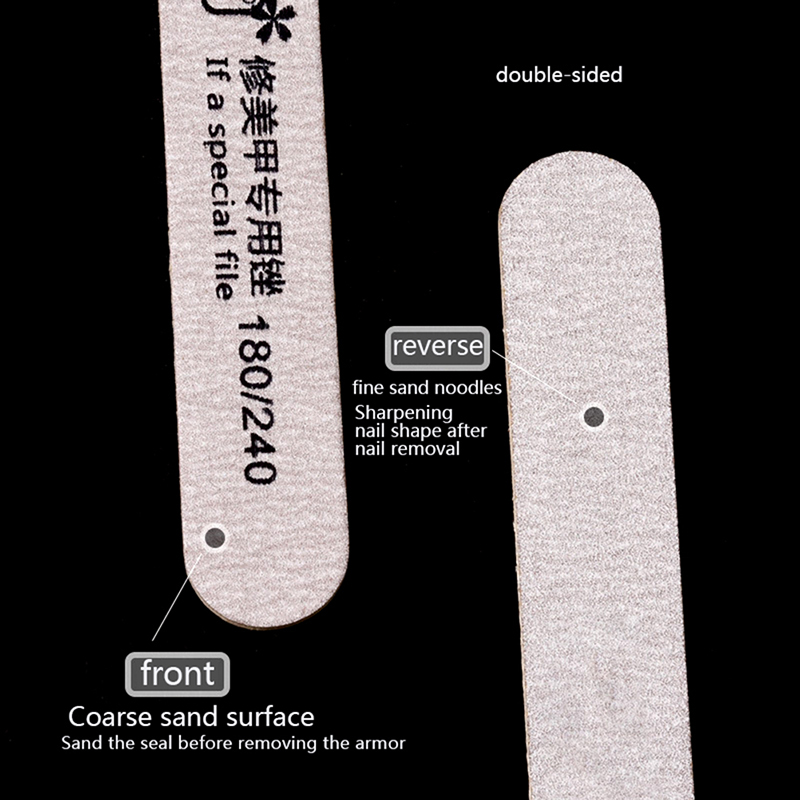 10Pcs Nail File Wooden Nail Art Sanding Buffer 120/180/240 Sandpaper UV ...