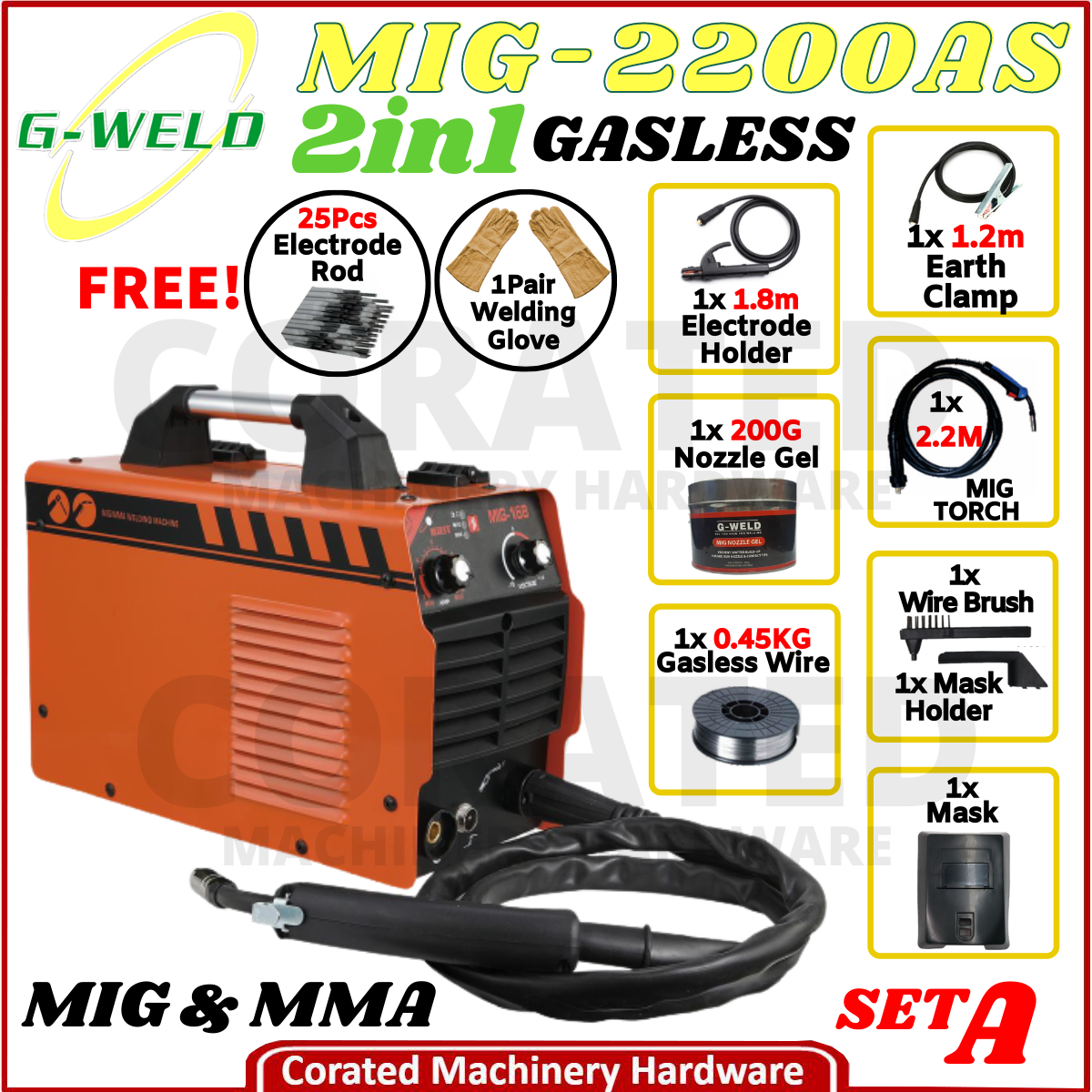 [Corated] Gweld MIG-200AS/MIG-209 2 in 1 MIG/MMA Gasless Welding Machine/MMA Inverter/MIG ...