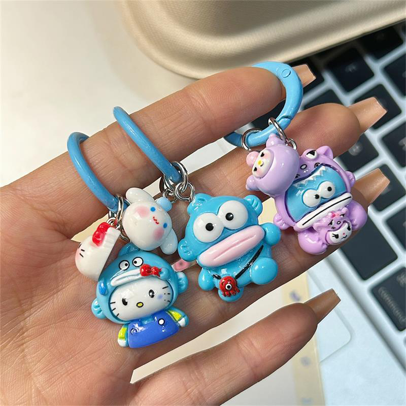 Cute Sanrio Hangyodon Hello Kitty Kuromi Cinnamoroll Keychain Pendant ...
