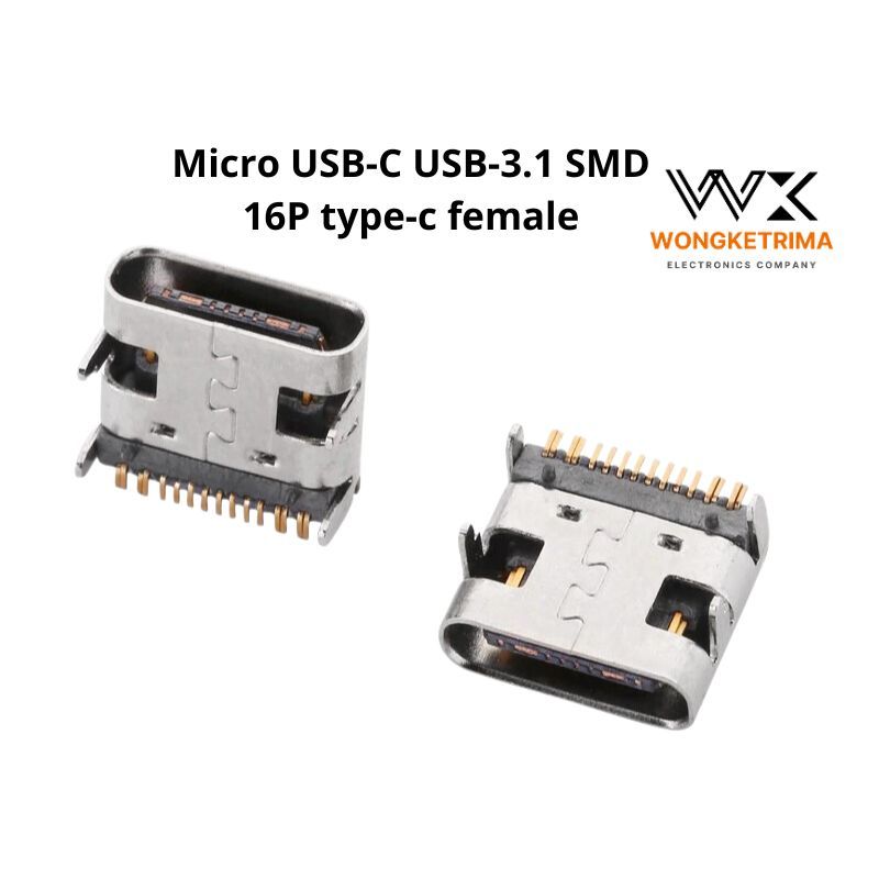 SOKET Micro USB-C USB-3.1 SMD 16P type-c female socket | Lazada Indonesia