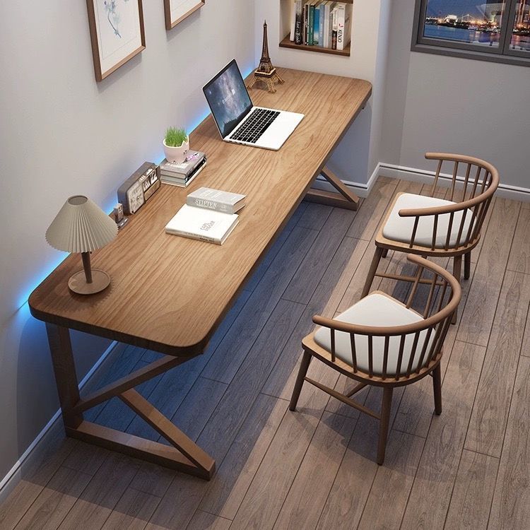 Solid Wood Desk Two-Person Computer Desk Desktop Home Modern Minimalist ...