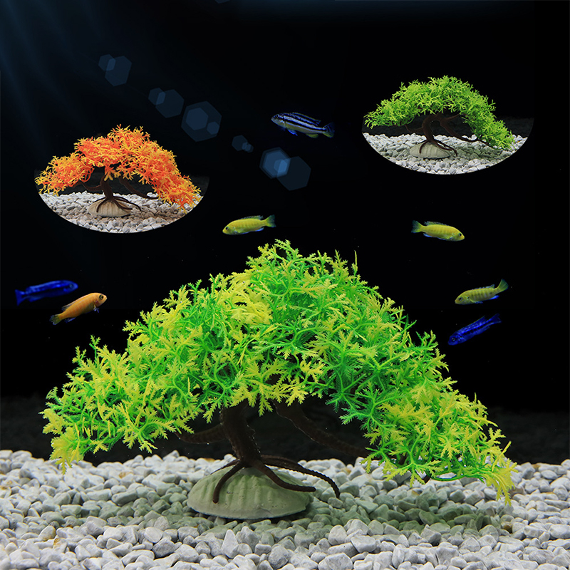Fish Tank Decoration Ornaments Simulated Pine Fake Trees Plants ...