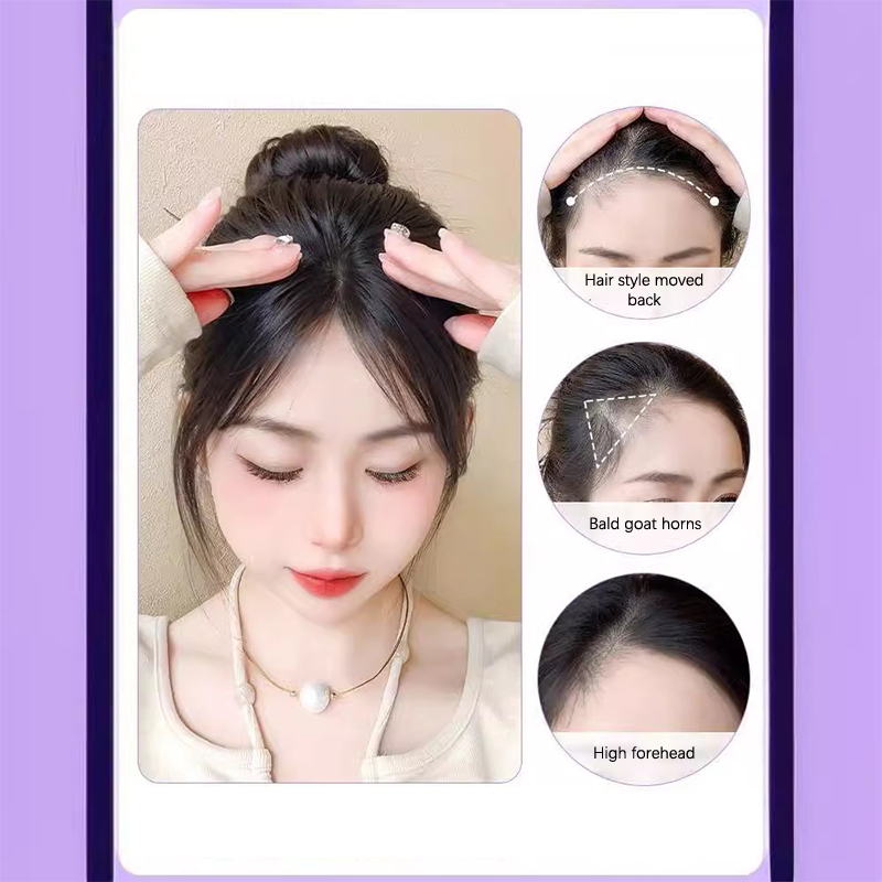 Middle Part Fake Bangs Fringe Synthetic Topper Hairpiece Clip-In Bang Extension Natural ...