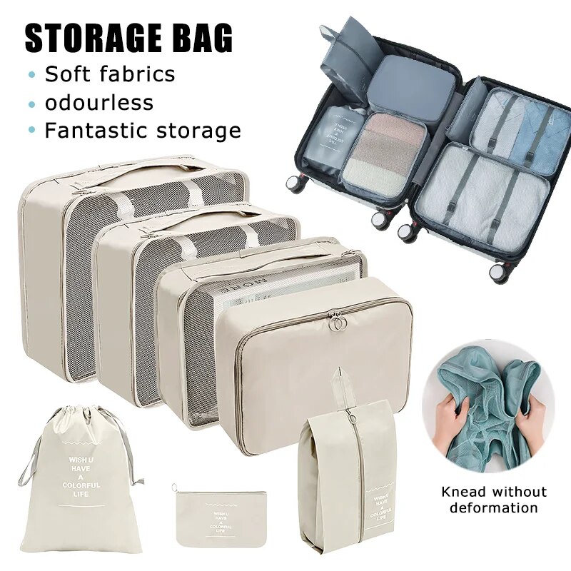 8/7/6 PCS Set Travel Organizer Storage Bags Large Capacity Suitcase ...