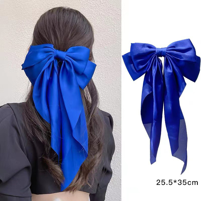 Elegant Red Streamer Large Bow Ribbon Hair Clip For Women Girls Hair ...