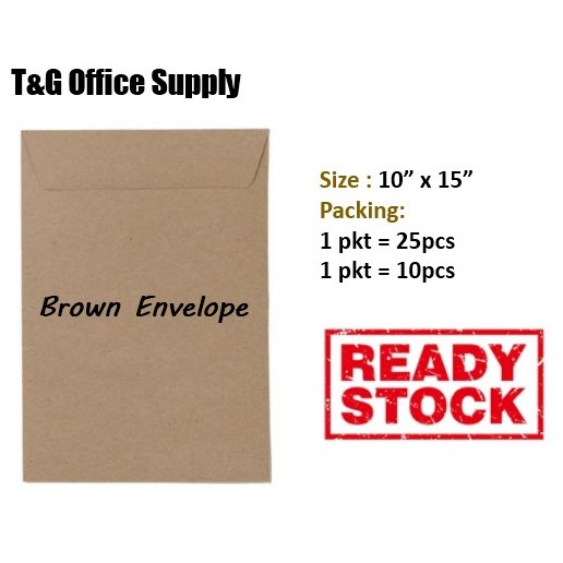 Brown Envelope 10 inch x 15 inch (1 pkt = 25pcs OR 10pcs) Sampul Surat ...