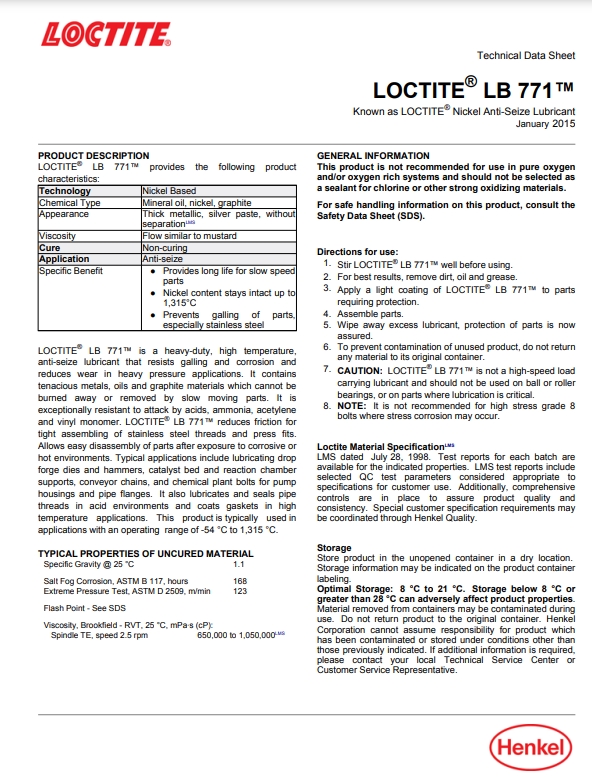 LOCTITE LB 771 หรือ 77164 (Nickel Anti-Seize) LOCTITE771 สารหล่อลื่น ...