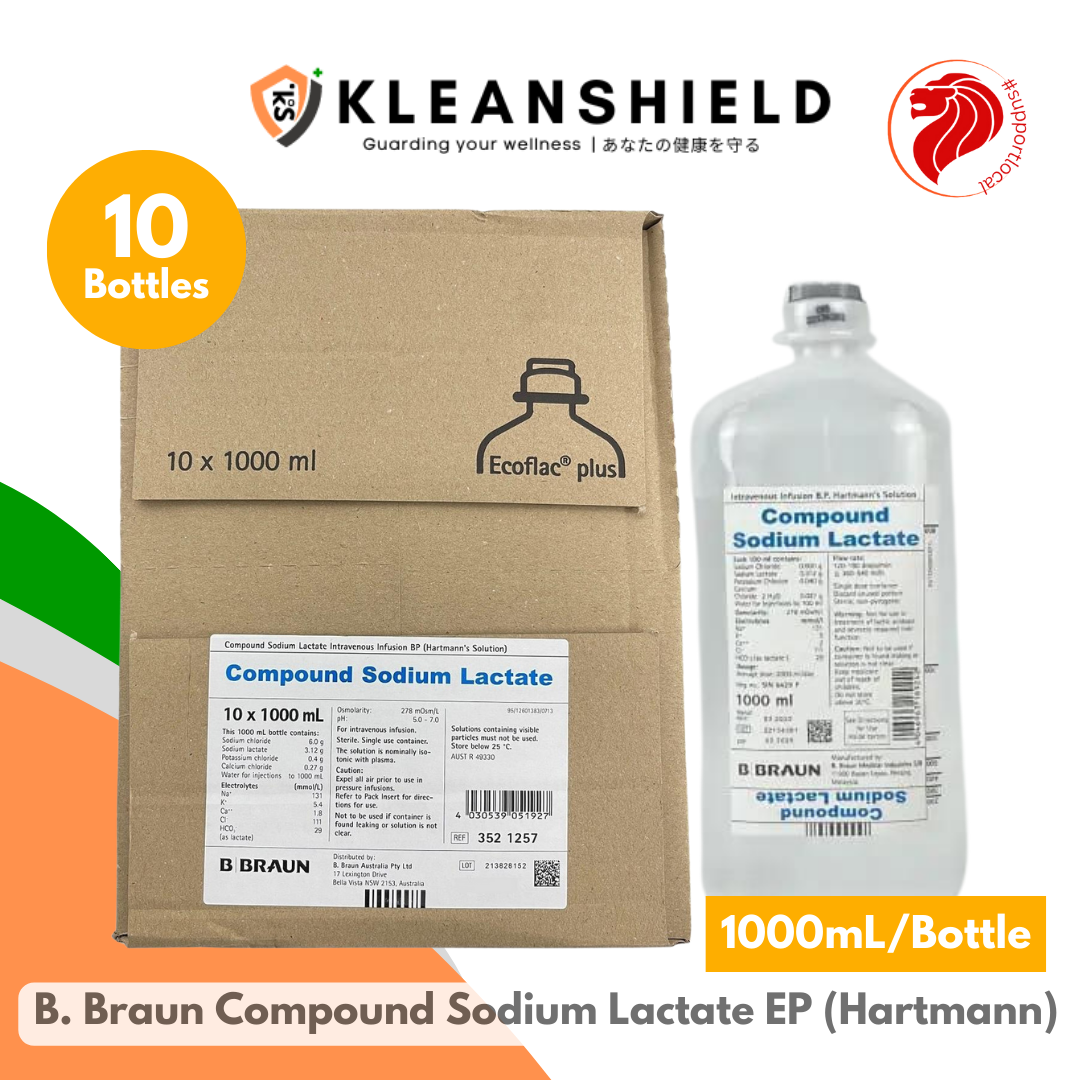 [10 Pack] B. Braun Compound Sodium Lactate EP 1000ml (Hartmann's ...